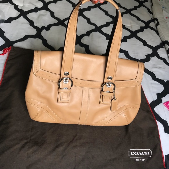 Coach | Bags | Coach Tan Leather Shoulder Bag | Poshmark